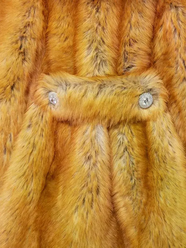 Rabanne Faux Fur Coat With Embellished Lapel