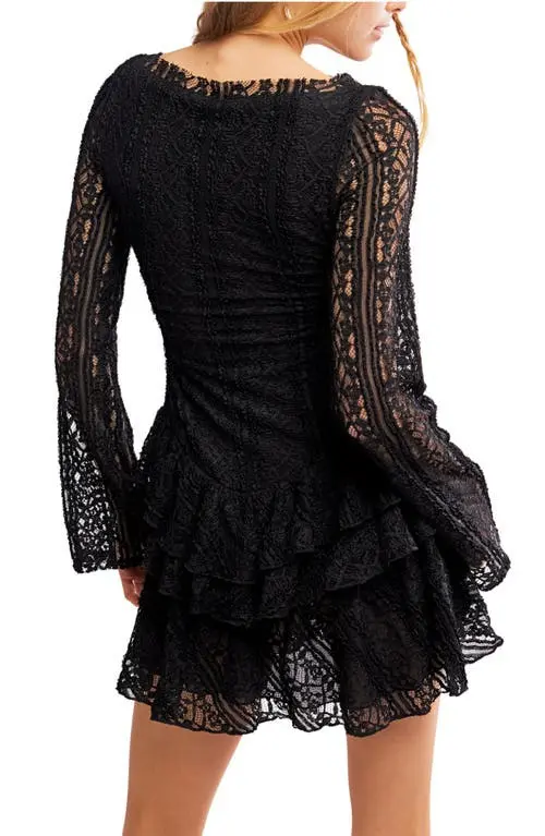 Free People Tabby Lace Mini Dress - Black - 45% Off | Editorialist