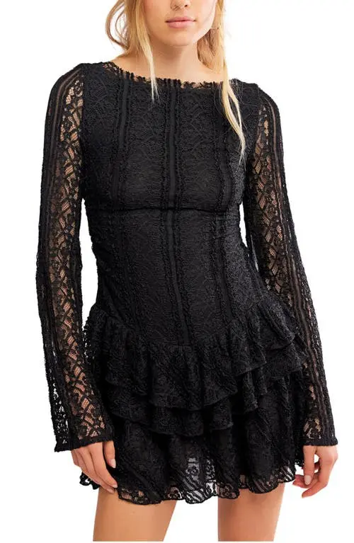 free people black dress lace Sorrel Off the Shoulder Mini Dress - Black & White - L main image 1