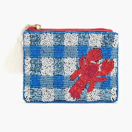 Yumi Kim Check Mate Lobster Beaded Coin Pouch - Blue