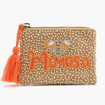 Yumi Kim Mimosa Vibes Beaded Coin Pouch - Natural