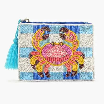 Yumi Kim Check Mate Crab Beaded Coin Pouch - Blue