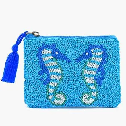 Yumi Kim Seahorse Serenity Beaded Coin Pouch - Blue