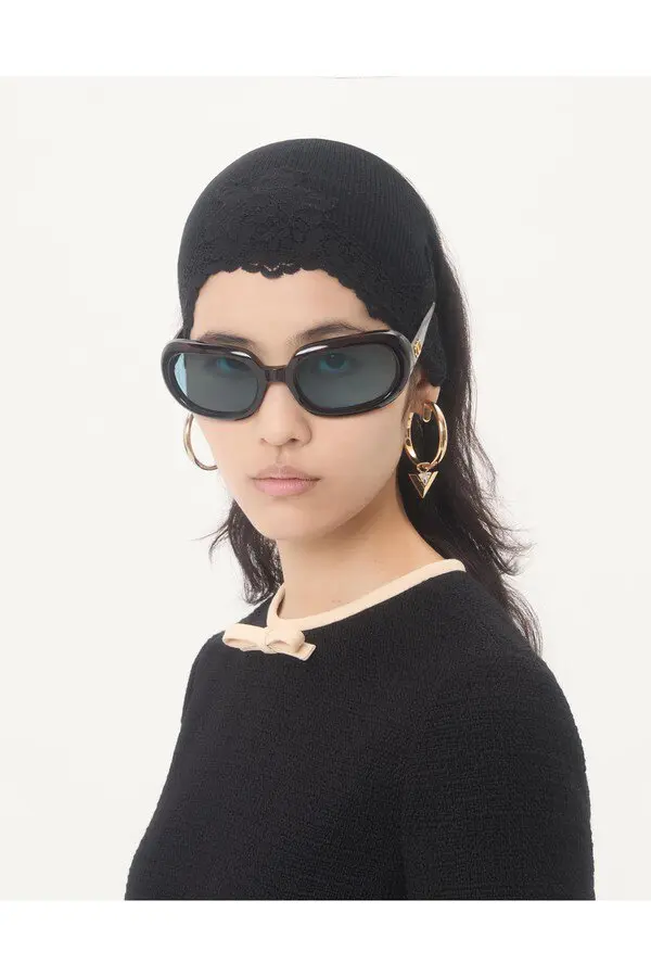 Valentino Garavani Vlogo Signature Cashmere And Lace Headband - Black