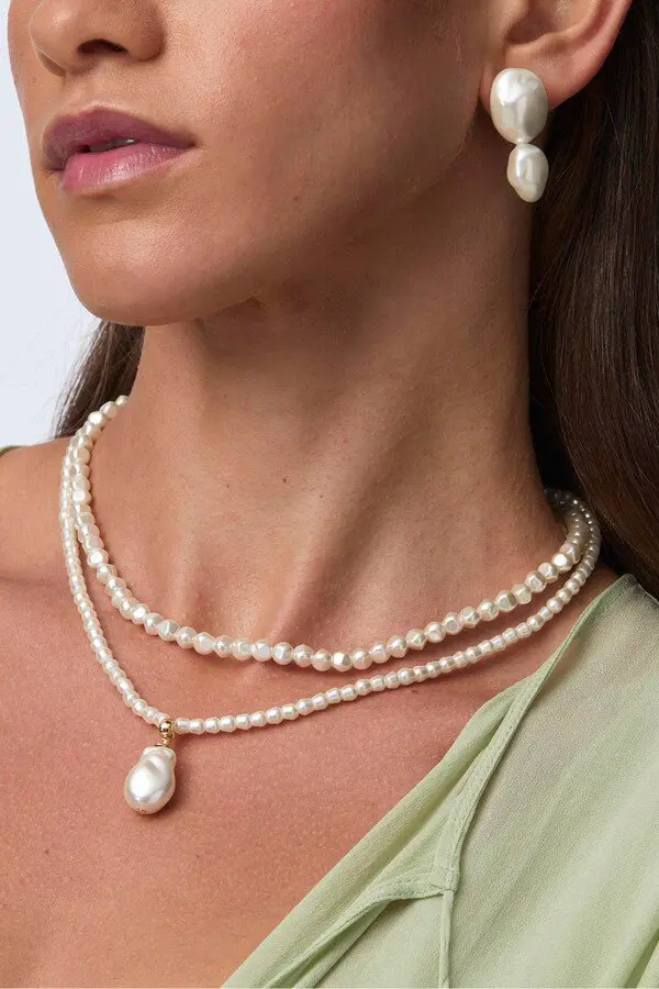 PatBO Estate Layered Pearl Necklace - Red