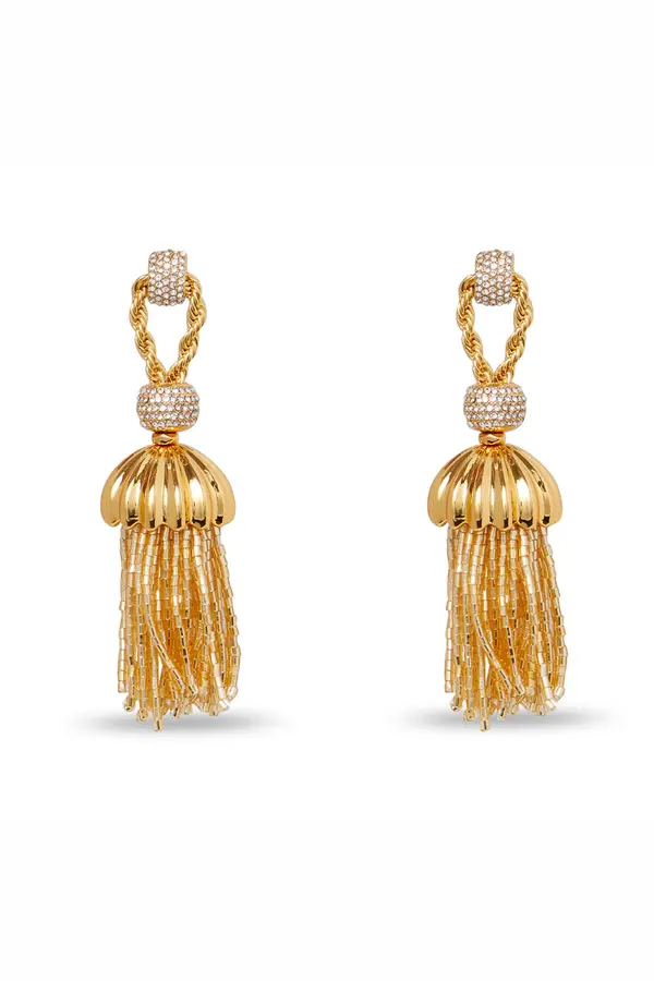 PatBO Chateau Rope Tassel Earrings - Gold