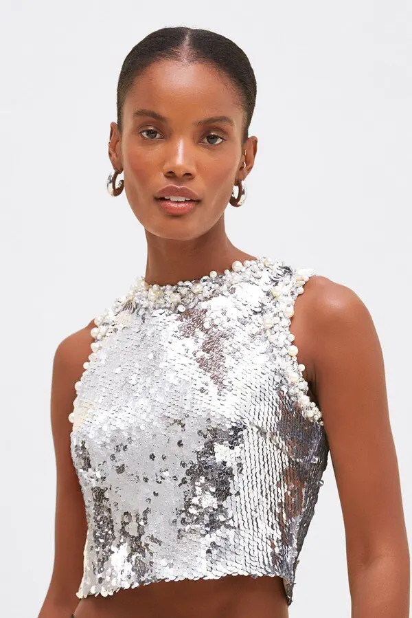 PatBO Moonlight Sequin Top