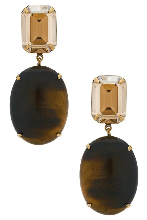 JENNIFER BEHR Xiomara Dangle Earrings - Tiger's Eye