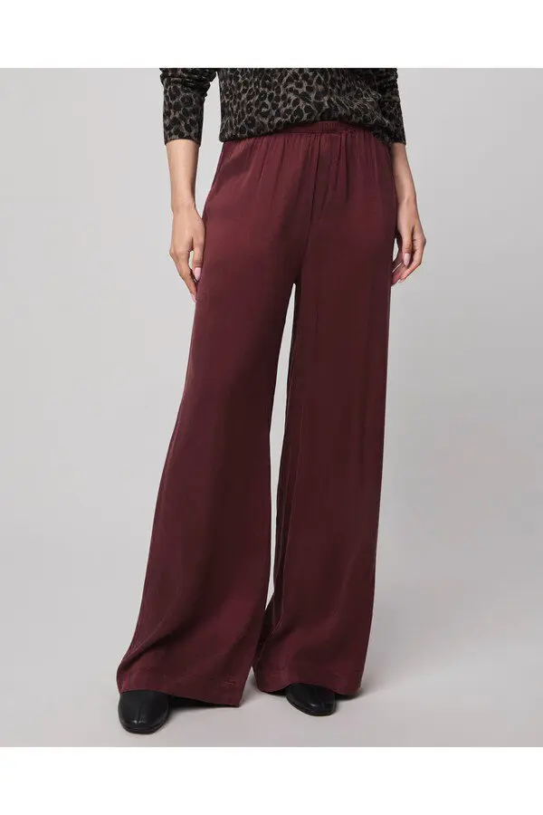 Splendid Serena Satin Pant - Burgundy