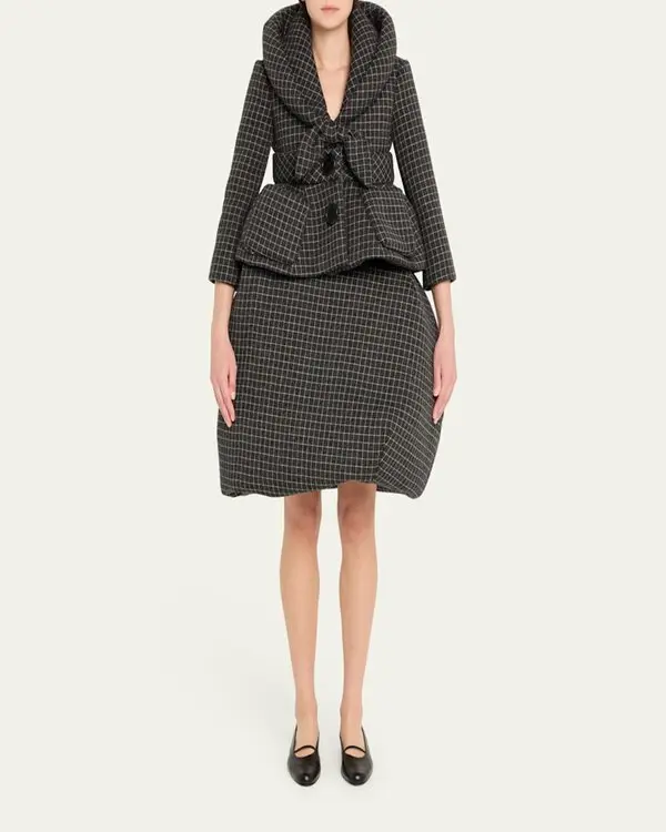 Marc Jacobs Windowpane Check Padded Bubble Skirt