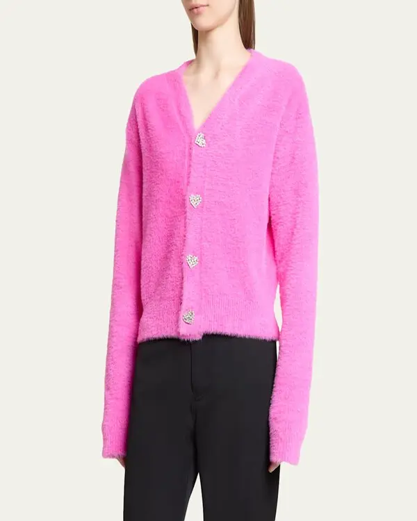 Balenciaga Fluffy V-neck Cardigan