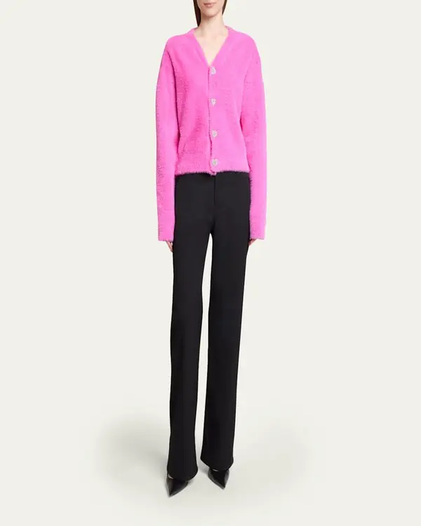 Balenciaga Fluffy V-neck Cardigan