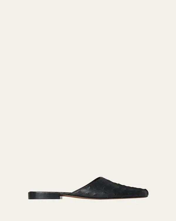 THE ROW Penelope Ostrich Leather Mules