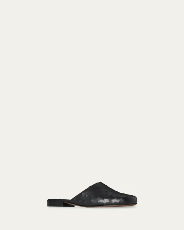 THE ROW Penelope Ostrich Leather Mules