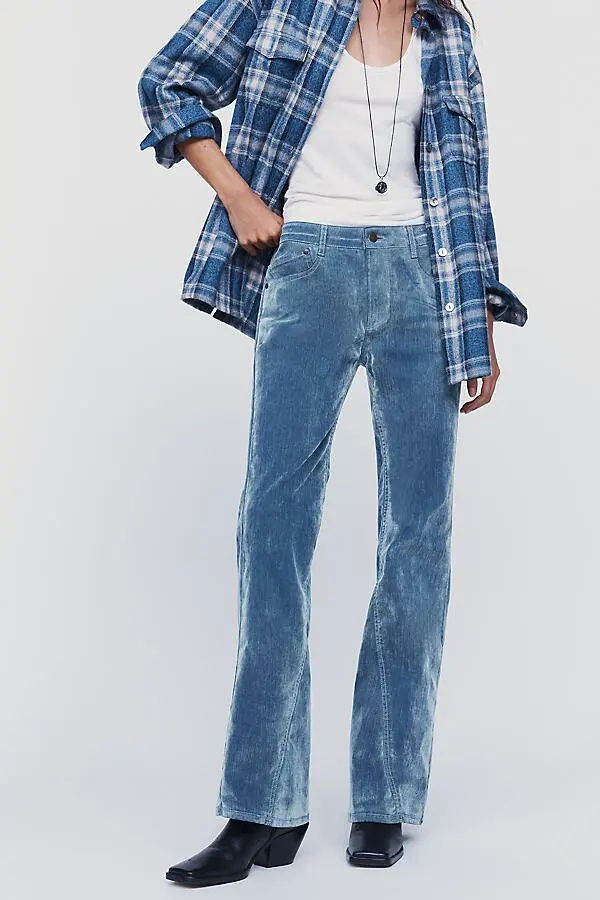 PILCRO Essential Flare Mid-rise Flocked Jeans