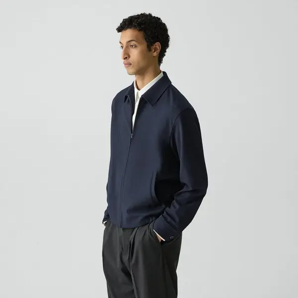 Theory Blouson Zip Jacket In Precision Pique In Baltic - 40% Off