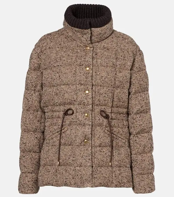 Moncler Antigony Wool-blend Down Jacket - Brown
