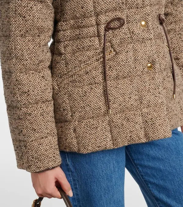 Moncler Antigony Wool-blend Down Jacket - Brown