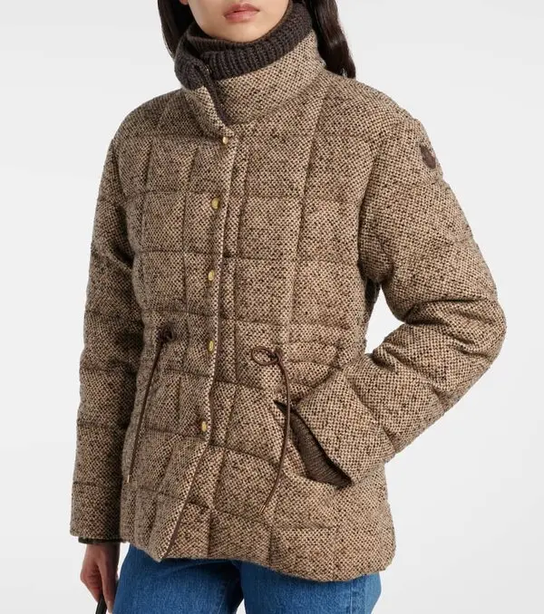 Moncler Antigony Wool-blend Down Jacket - Brown