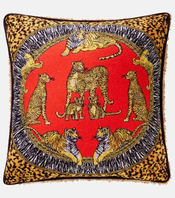 Versace Wild Cats Wool Cushion - Multicoloured