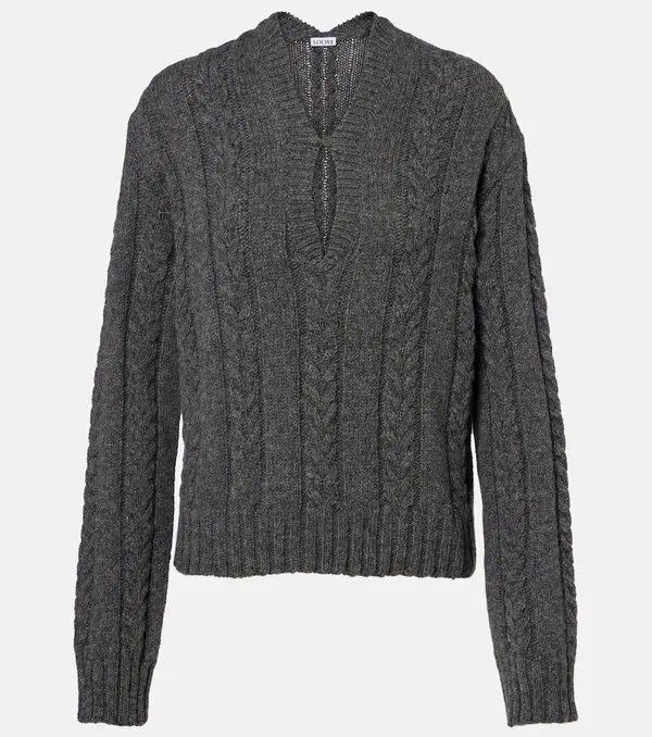 Loewe Cable-knit Wool Sweater - Grey