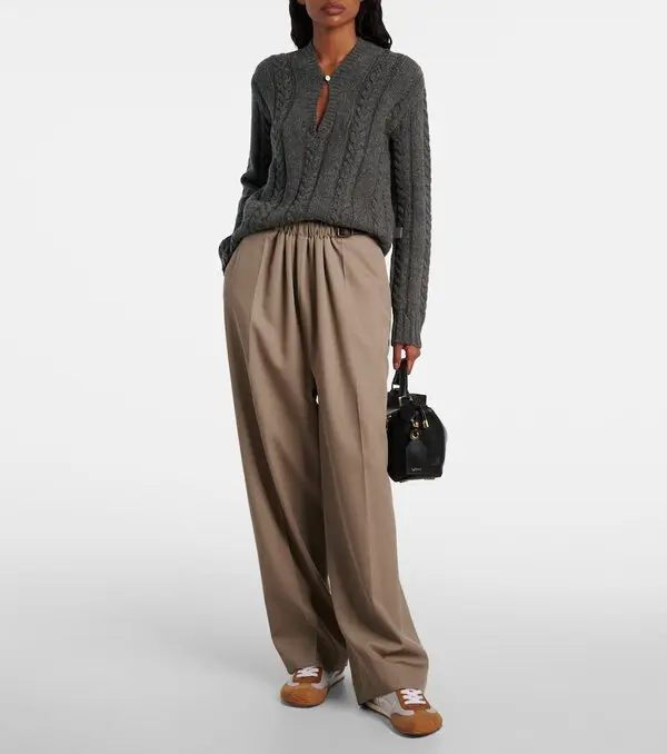 Loewe Cable Knit Wool Sweater - Grey