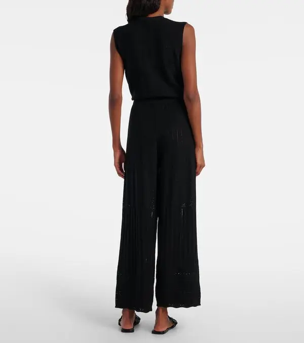 ERES Alliage Pointelle Wide-leg Pants - Black
