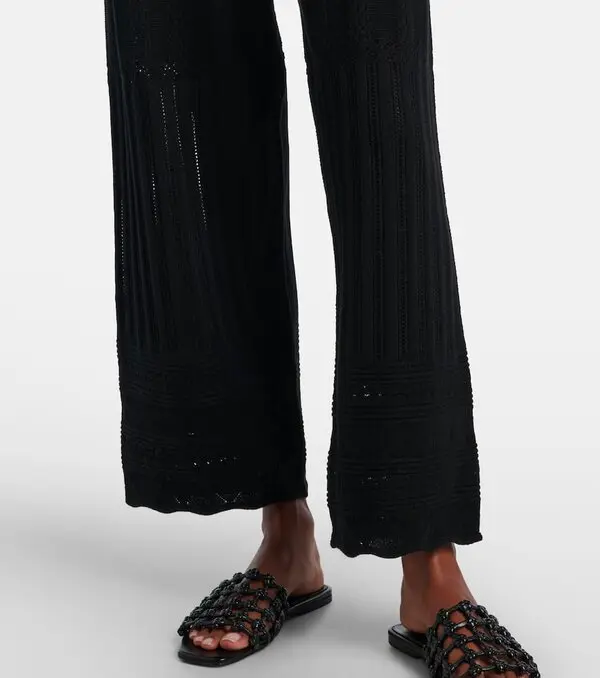 ERES Alliage Pointelle Wide-leg Pants - Black