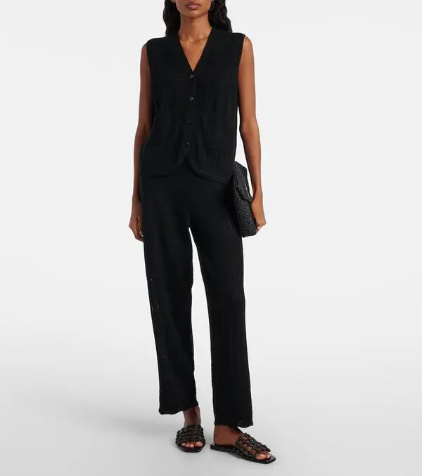 ERES Alliage Pointelle Wide-leg Pants - Black