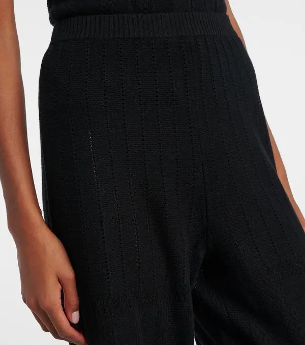 ERES Alliage Pointelle Wide-leg Pants - Black