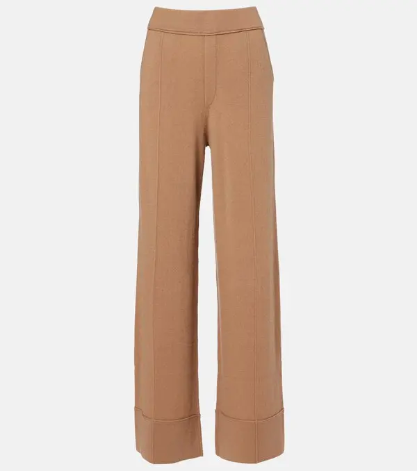 Jardin Des Orangers High-rise Wide-leg Wool And Cashmere Pants - Brown