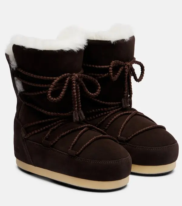 Moon Boot Shearling-lined Suede Snow Boots - Brown
