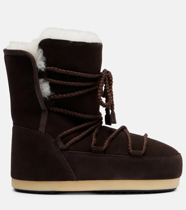 Moon Boot Shearling-lined Suede Snow Boots - Brown