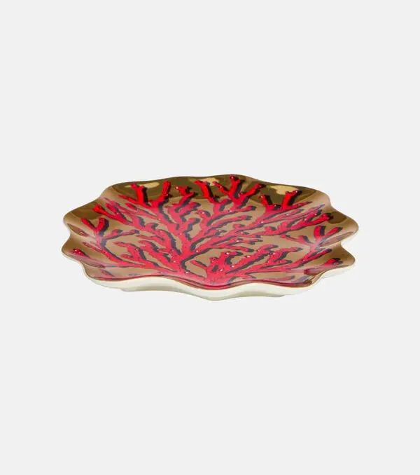 Jonathan Adler Sirena Coral Porcelain Decorative Tray - Gold