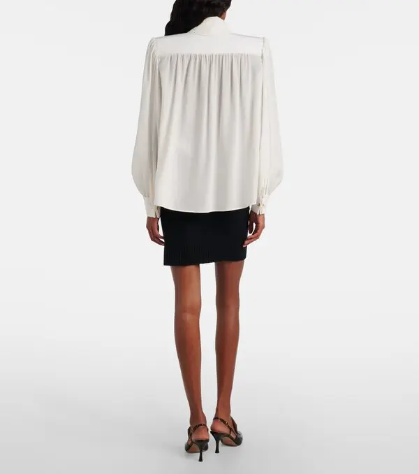 Chloé Scarf-detail Silk Crêpe De Chine Blouse - White