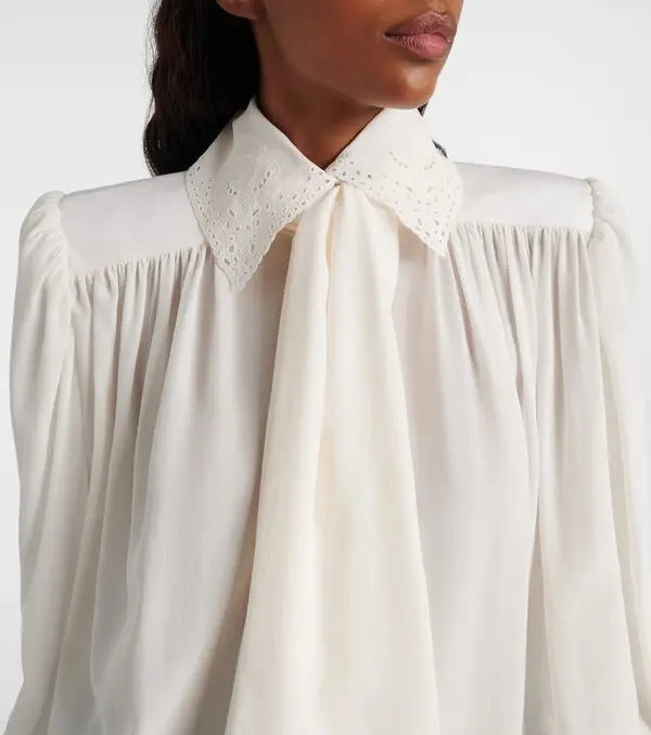 Chloé Scarf-detail Silk Crêpe De Chine Blouse - White