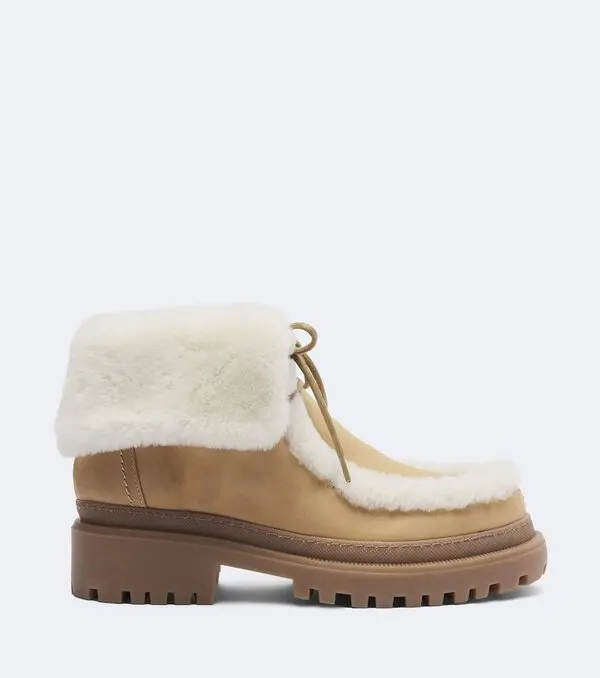 YVES SALOMON Suede Ankle Boots - Beige
