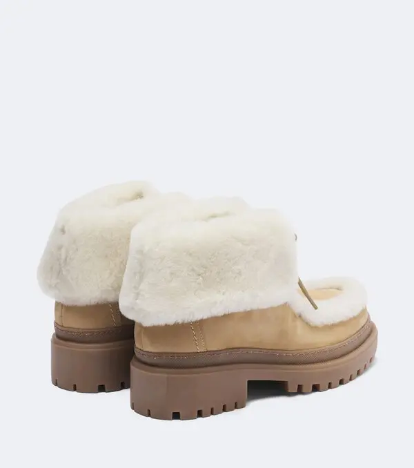 YVES SALOMON Suede Ankle Boots - Beige