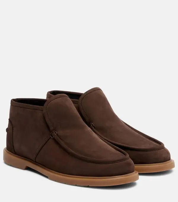YVES SALOMON Shearling-lined Suede Ankle Boots - Brown