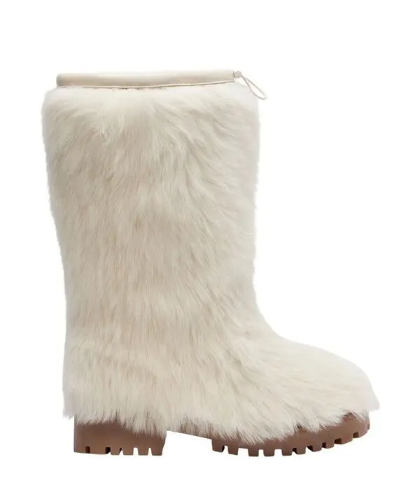 YVES SALOMON Shearling Mid-calf Boots - White
