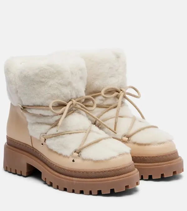 YVES SALOMON Shearling And Leather Ankle Boots