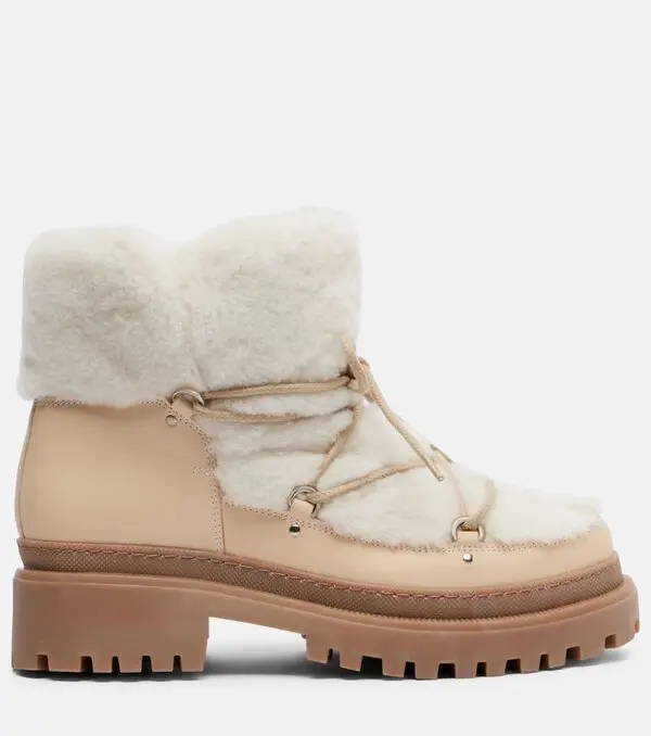 YVES SALOMON Shearling And Leather Ankle Boots