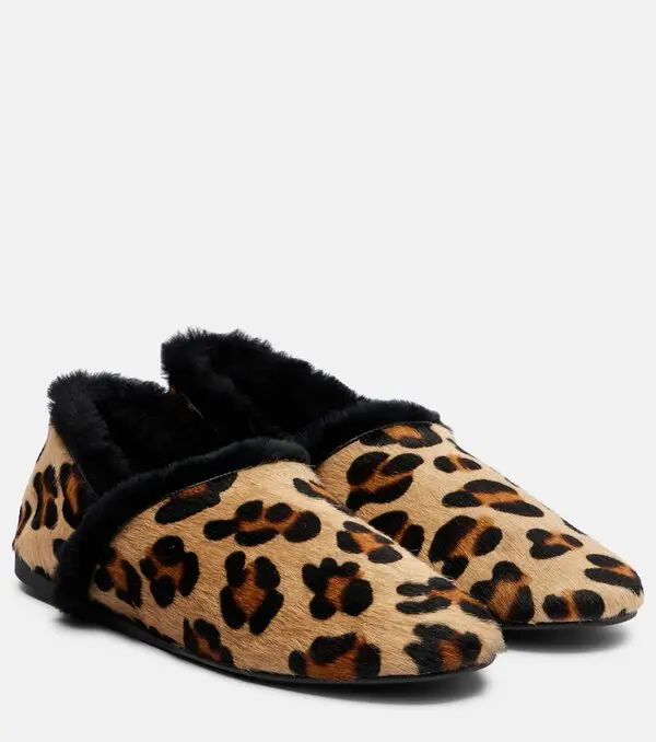 YVES SALOMON Shearling-lined Calf Hair Slip-on Shoes - Multicoloured