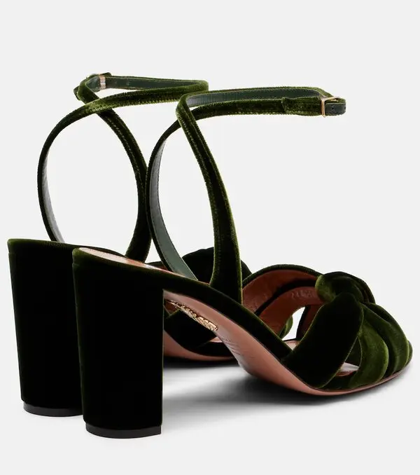 AQUAZZURA Nina 85 Velvet Sandals - Green