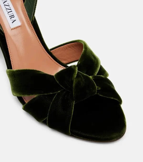 AQUAZZURA Nina 85 Velvet Sandals - Green