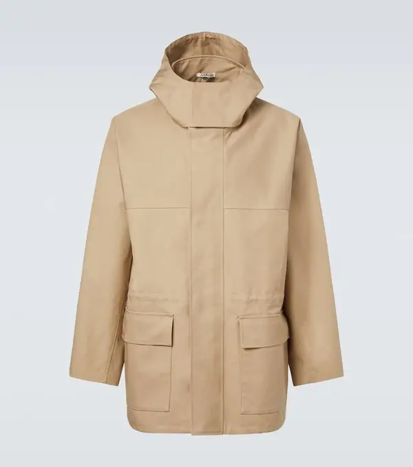 Auralee Hooded Cotton Gabardine Jacket - Beige