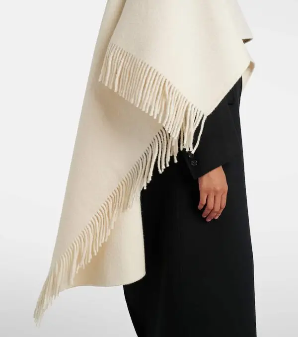 TOTÊME Fringed Wool-blend Poncho - White