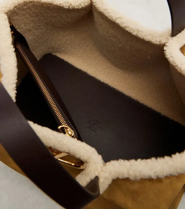 Valentino Garavani Vlogo Medium Suede Tote