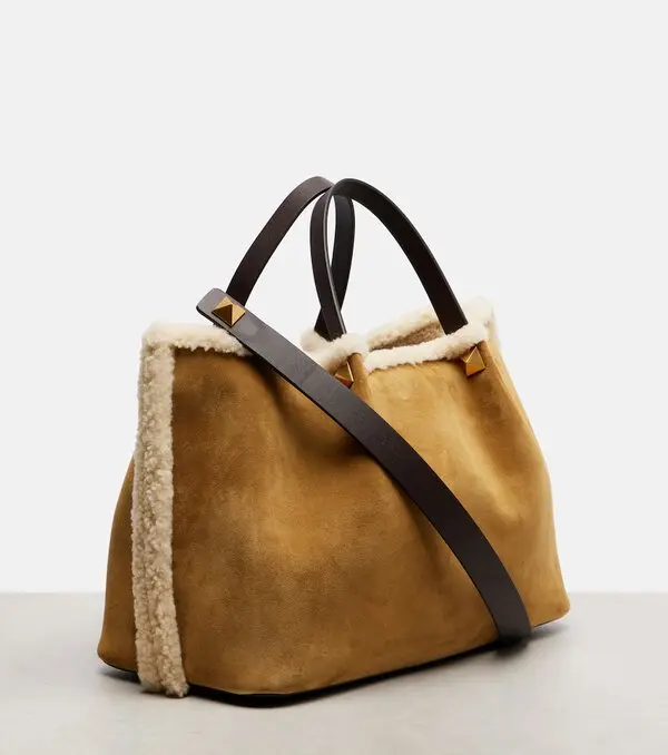 Valentino Garavani Vlogo Medium Suede Tote