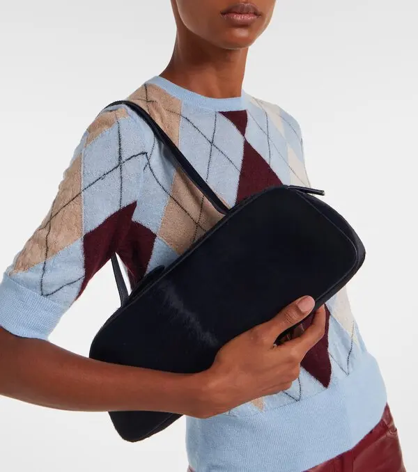 Khaite Simona Calf Hair Shoulder Bag - Blue